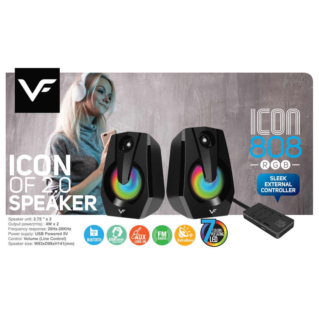 Vinnfier VF Icon 808 RGB Portable Bluetooth Speaker with Extra Bass ...