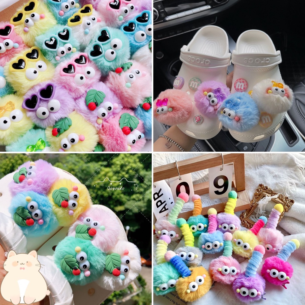 INS DIY Crocs Jibbitz Charm Button Super Cute Cartoon Fur Balls/glasses ...