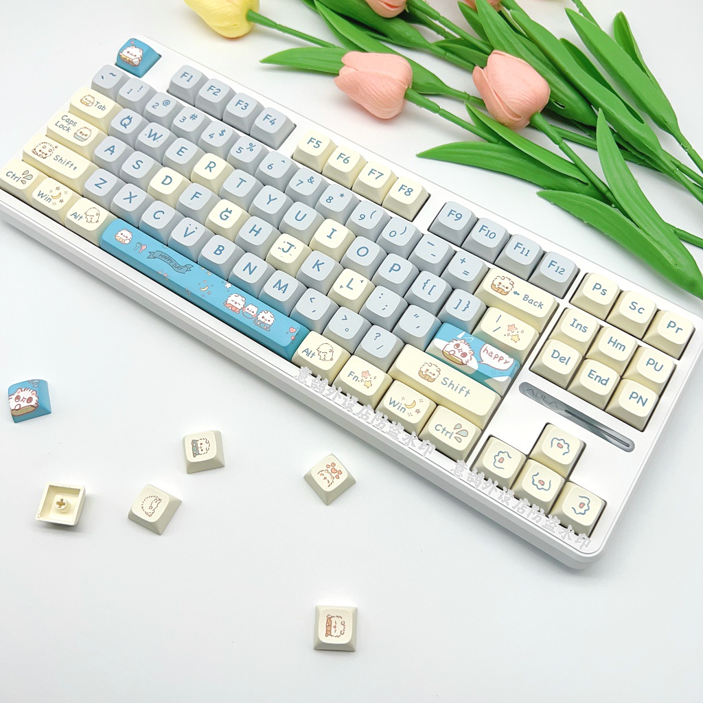 Blue Cat XDA Cute Cat Mechanical Keyboard Keycaps Blue Meow Keycap PBT ...