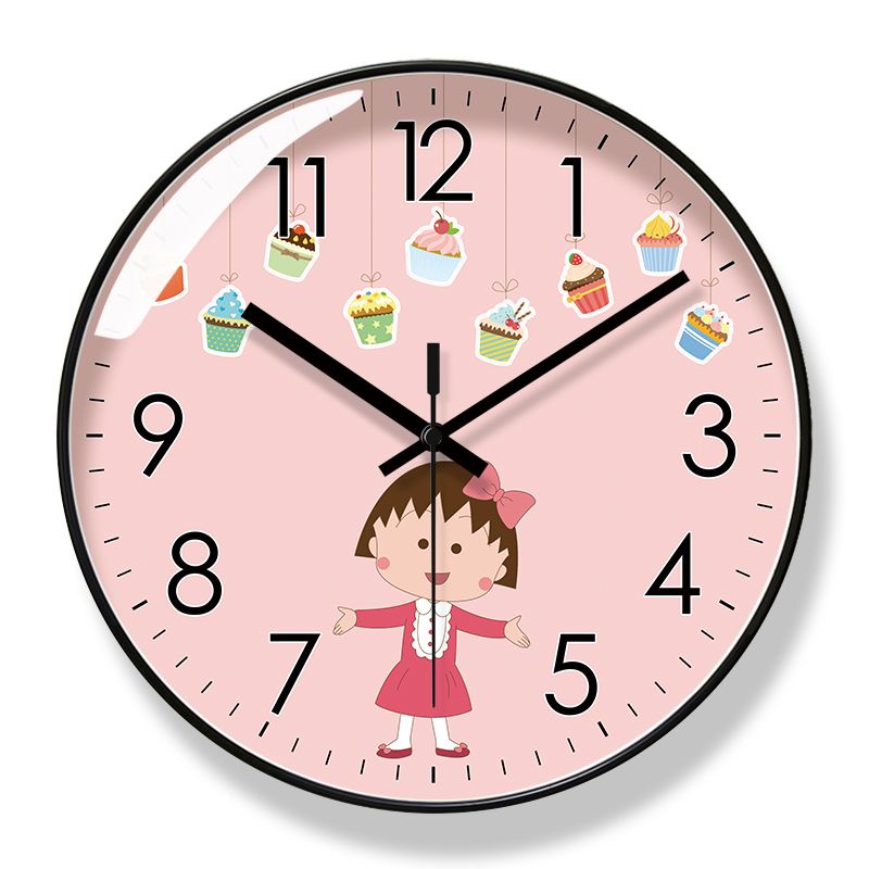Chibi Maruko-chan Wall Clock Living Room Children Cartoon Pink Clock ...