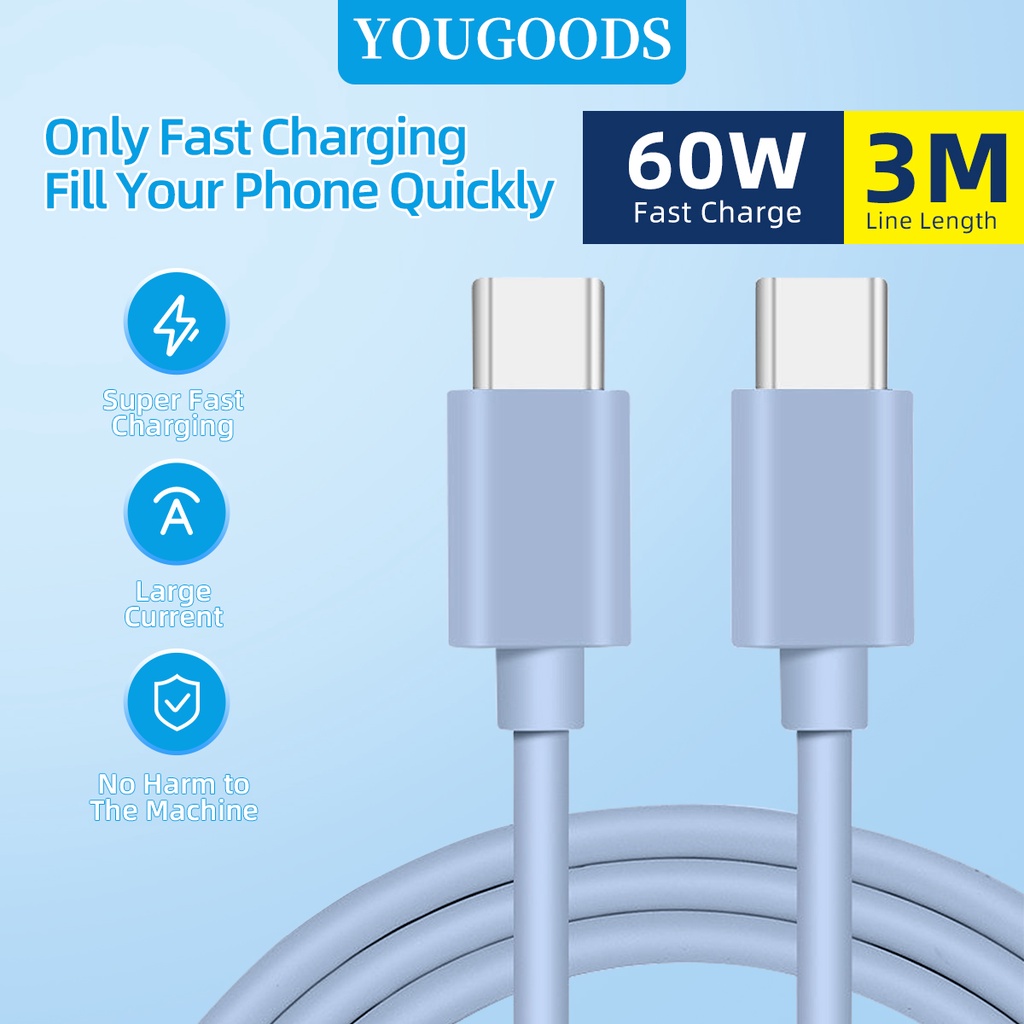 3M Type C PD 60W USB-C Charger Cable Fast Charge Data Transfer Braid ...