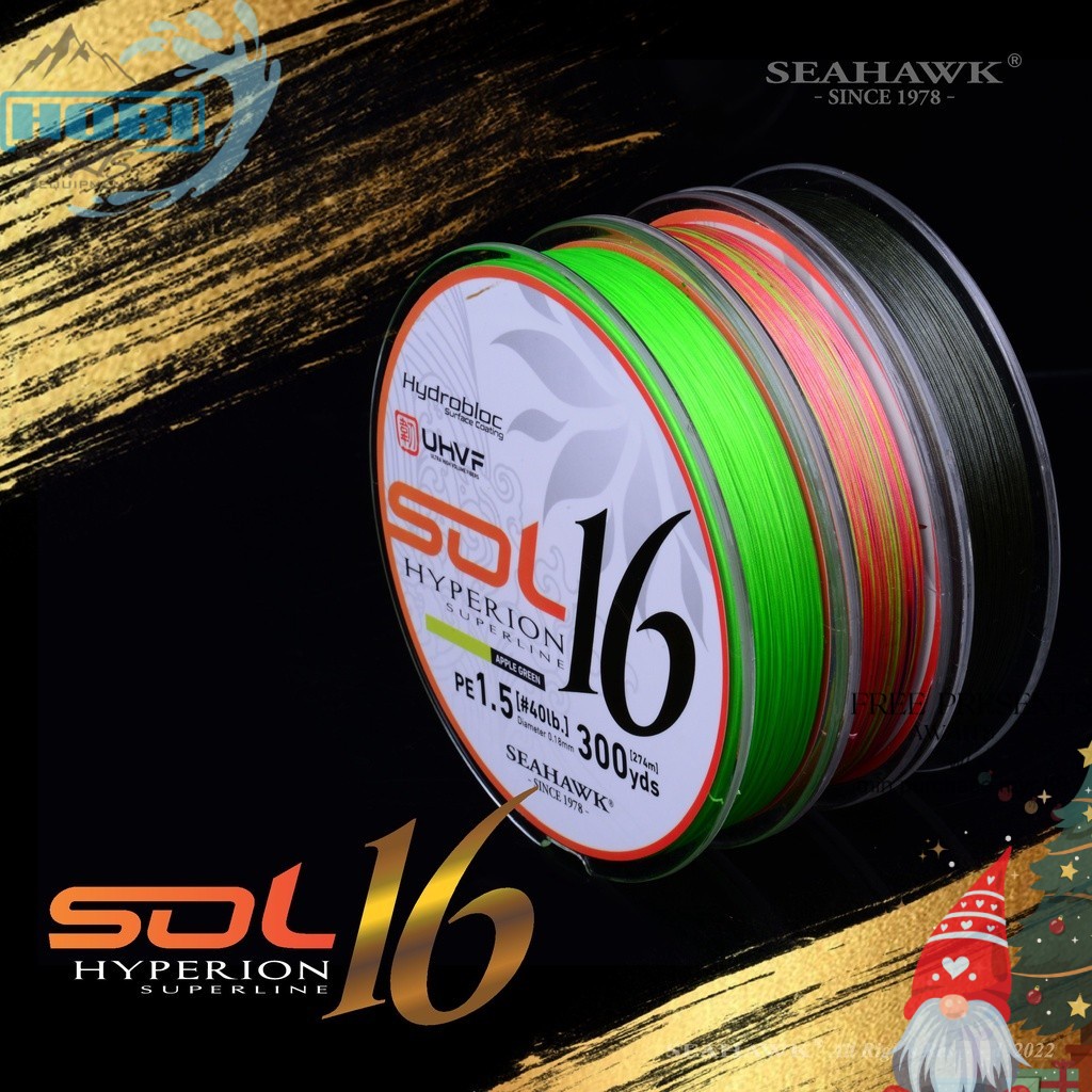Seahawk Braided SOL 16X Hyperion Fishing Lines 150YDS/16 Strands Ultra ...