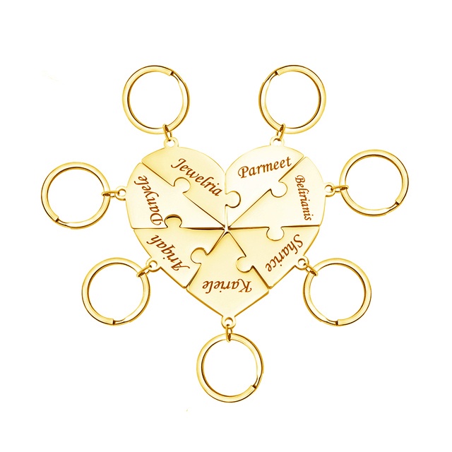 Custom Names keychain Heart Puzzle Stainless Graduation Gift Keychain ...