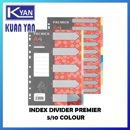 Premier Paper Index Divider 5/10 Tabs Colours / Index Divider 10c ...