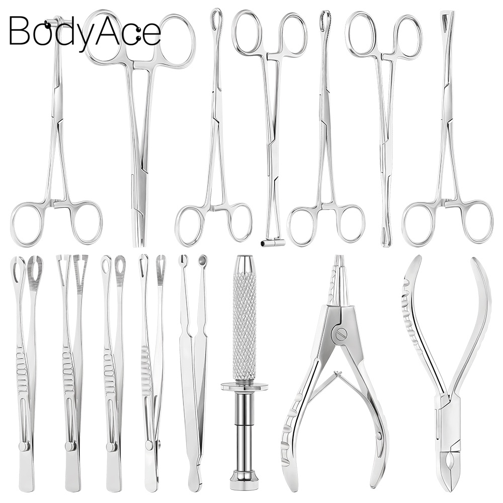 Bodyace 1PC Stainless Steel Body Piercing Tool Tweezers Needle Tube ...
