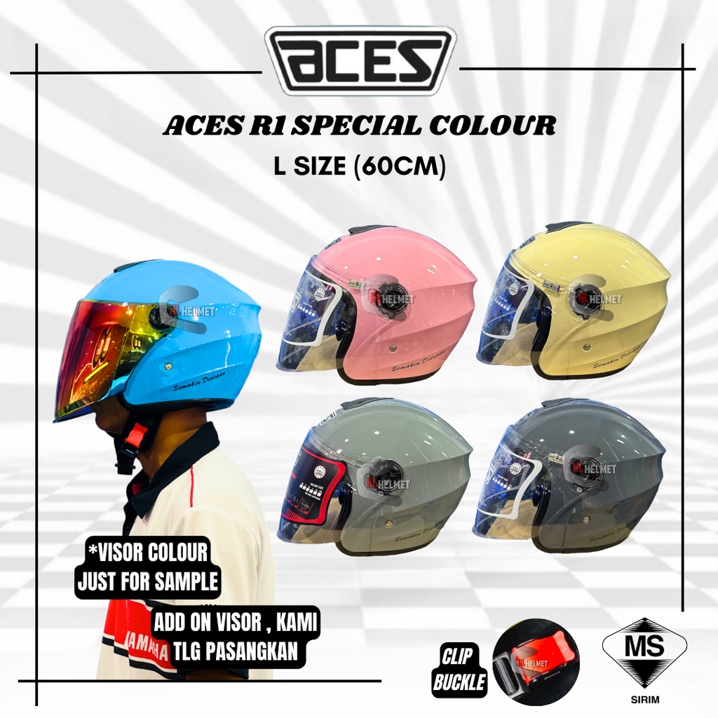 ACES R1 HELMET SPECIAL COLOR (Helmet Open Face Aces R1 Siap Visor Clear ...