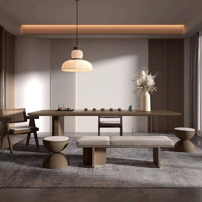 Master Design Of Wind Solid Wood Tea Table And Chair Combination Raw