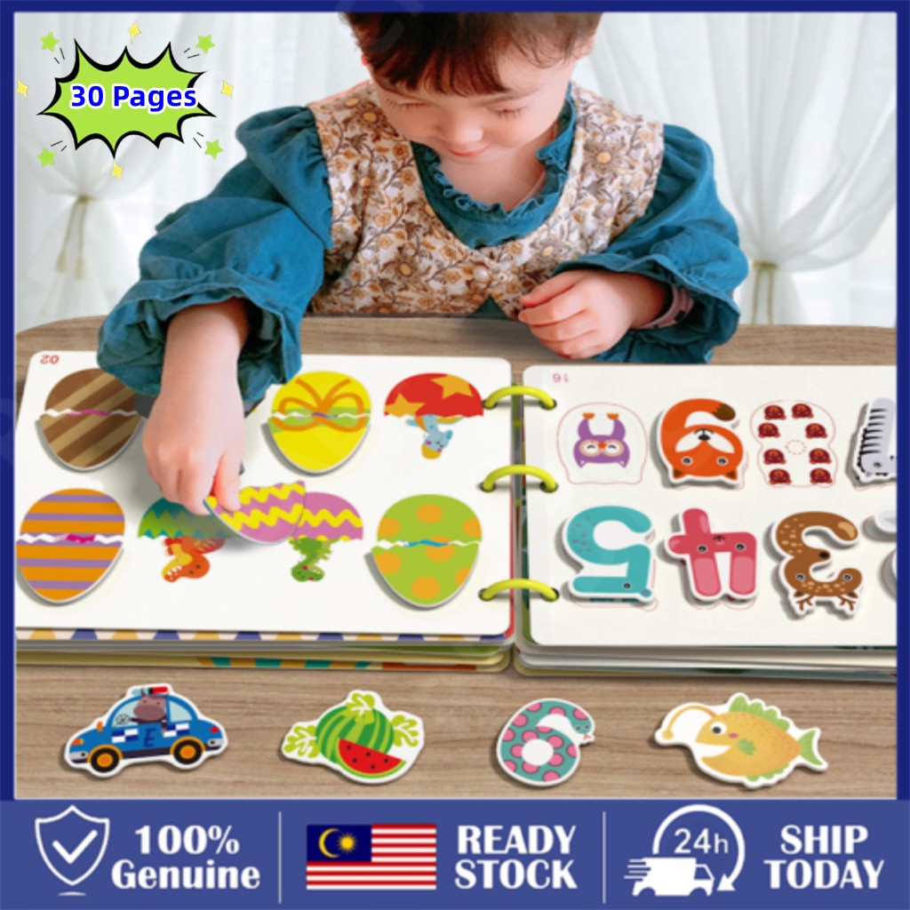 【🇲🇾 24h】30 Pages Kids Busy Book Montessori Early Learning Sticker Book ...