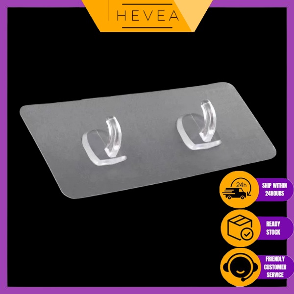 10 hooks /1set Transparent Strong Wall Double Hook Waterproof hanging ...
