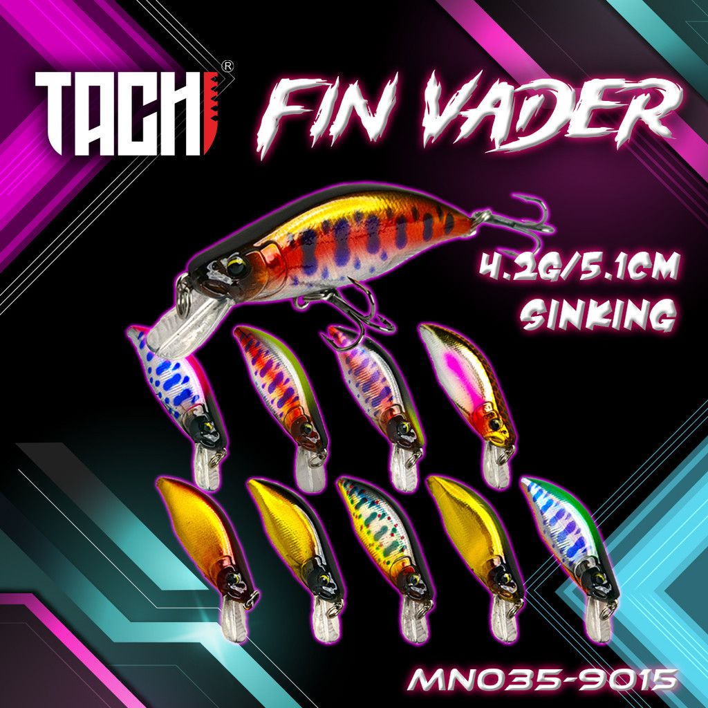 TACHI Fin Vader Sinking Minnow 5.1cm/4.2g Gewang Killer Fishing Lure ...
