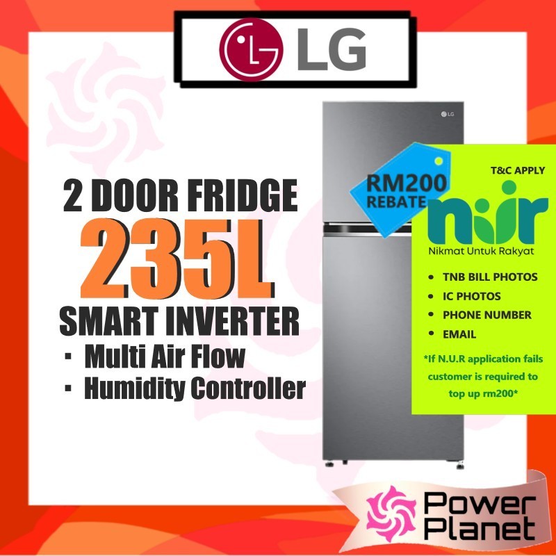 [SEDA NUR] LG Refrigerator GV-B212PQMB 235L Smart Inverter Fridge GVB212PQMB / Elba 250L ER ...