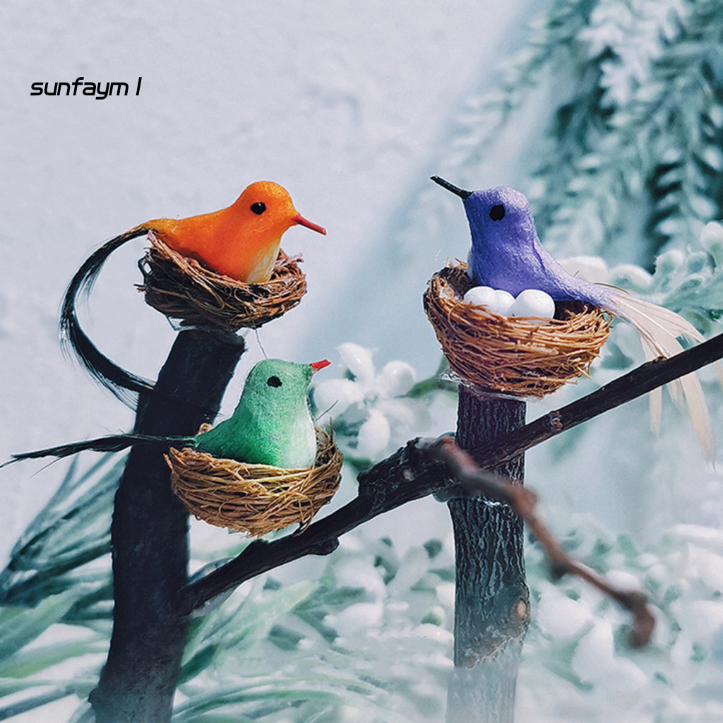 SUNFA Miniature Bird Nest with Eggs Handcrafted Rattan Bird Nest ...