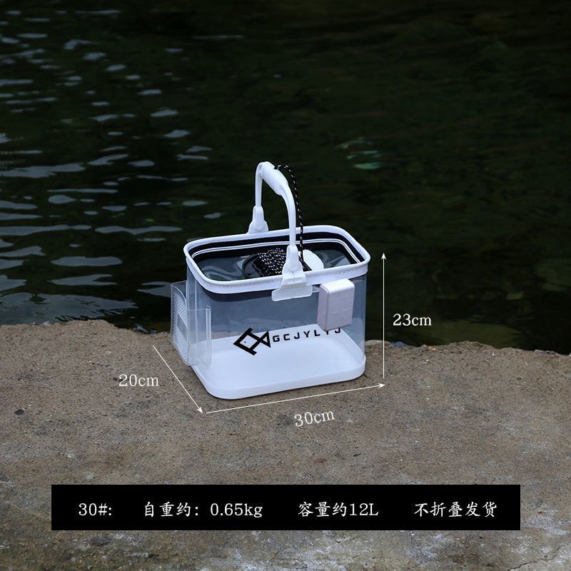 Stream Fishing Lure Transparent Folding Bucket Fishing Live Fish Bucket ...