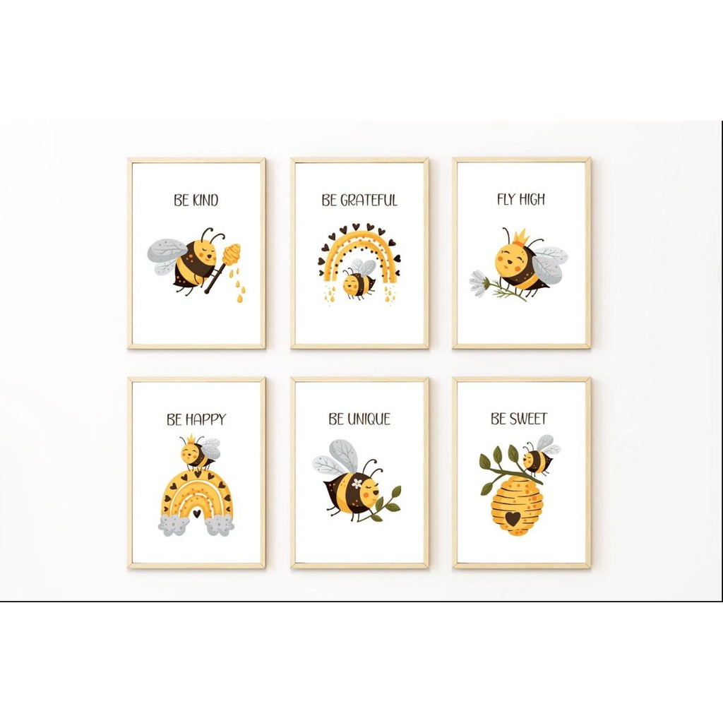 Bee Prints Nursery Decor Prints Bee Inspirational Quotes Classroom ...