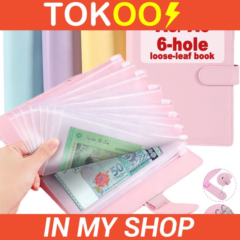 A5/A6 6 Hole Notebook Binder Budget Planner Money Clip for Macaron PU ...