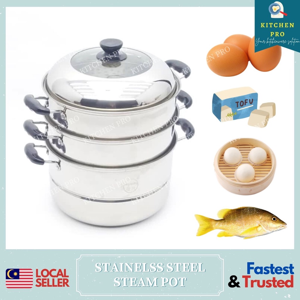 𝐊𝐈𝐓𝐂𝐇𝐄𝐍 𝐏𝐑𝐎 | 3 Layer Large Capacity Stainless Steel Steam Pot Multi ...