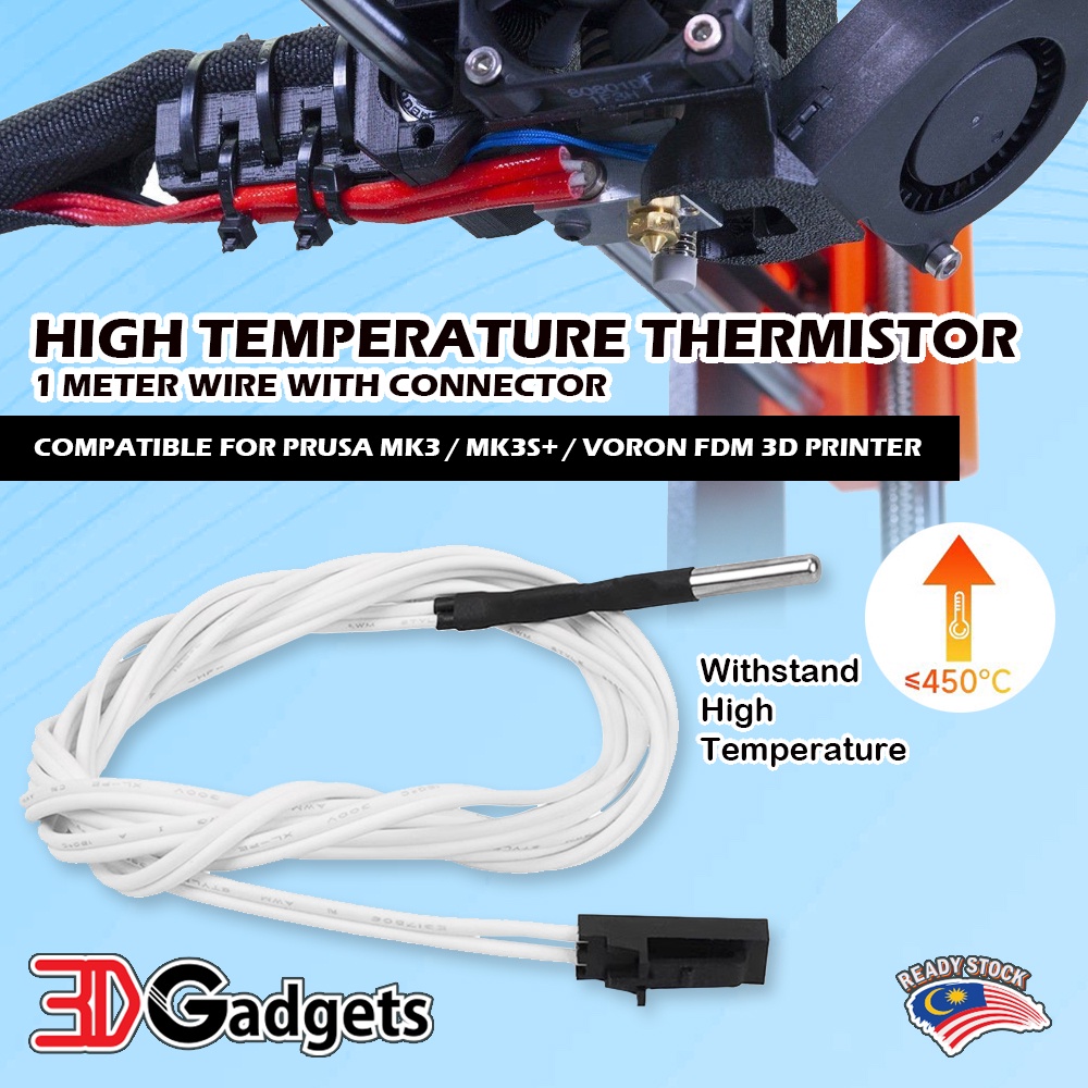 High Temperature Thermistor 1 meter length compatible for Prusa MK3S ...