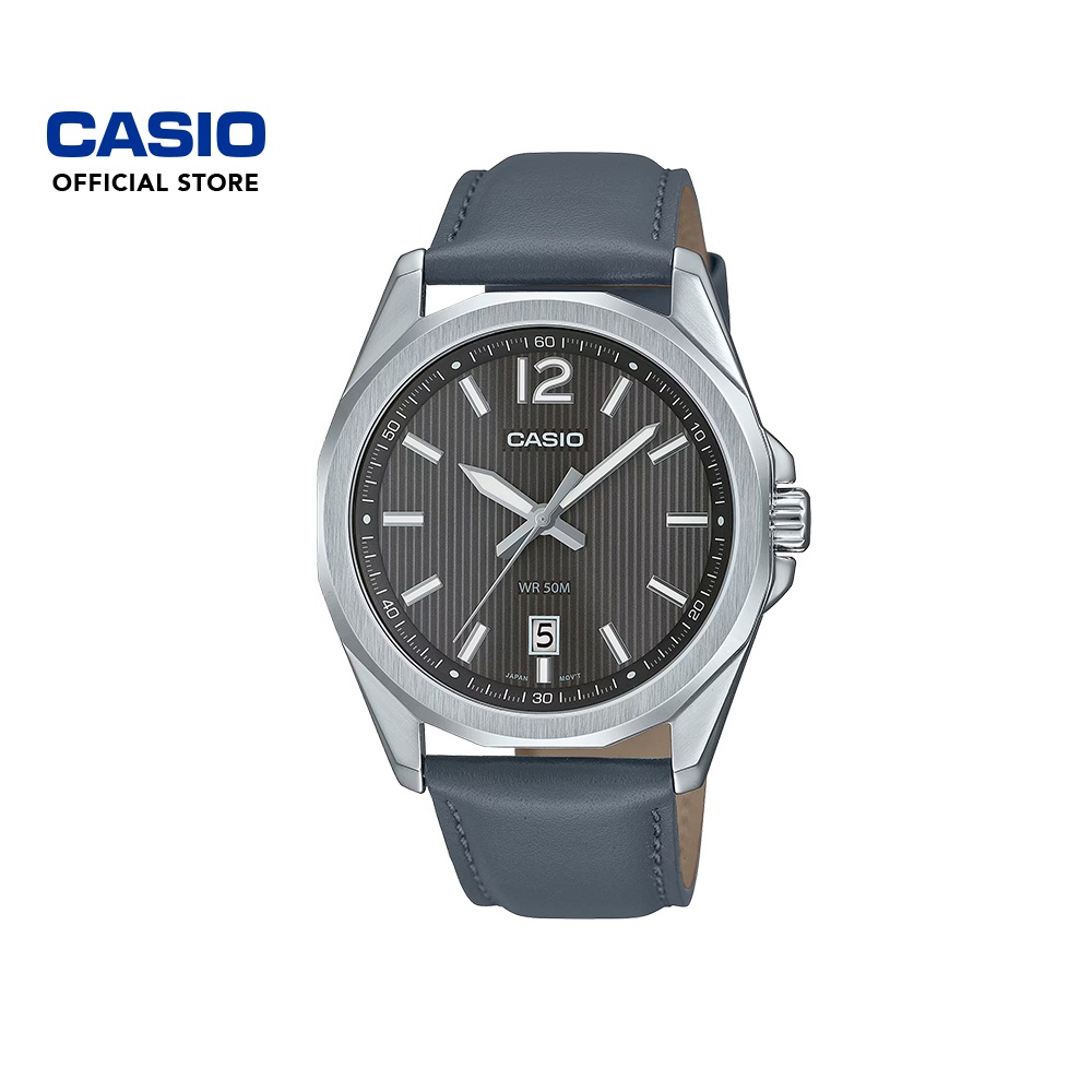 Casio General MTP-E725L-8AV Dark Grey Leather Band Men Watch | Shopee Malaysia