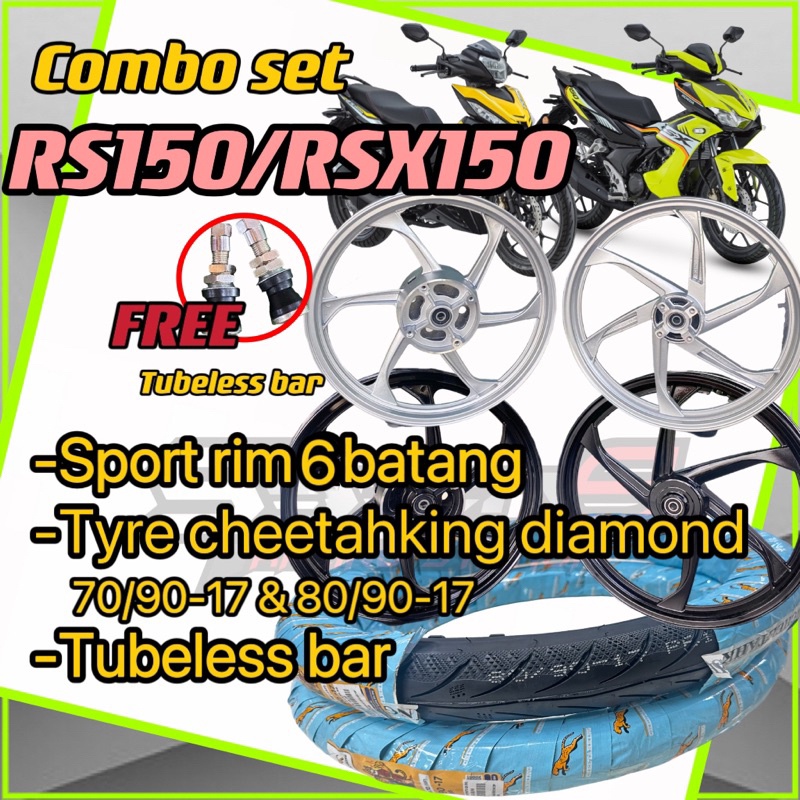Combo set sport rim 6batang siap tayar RS150 RSX150 enkei 6leg with ...