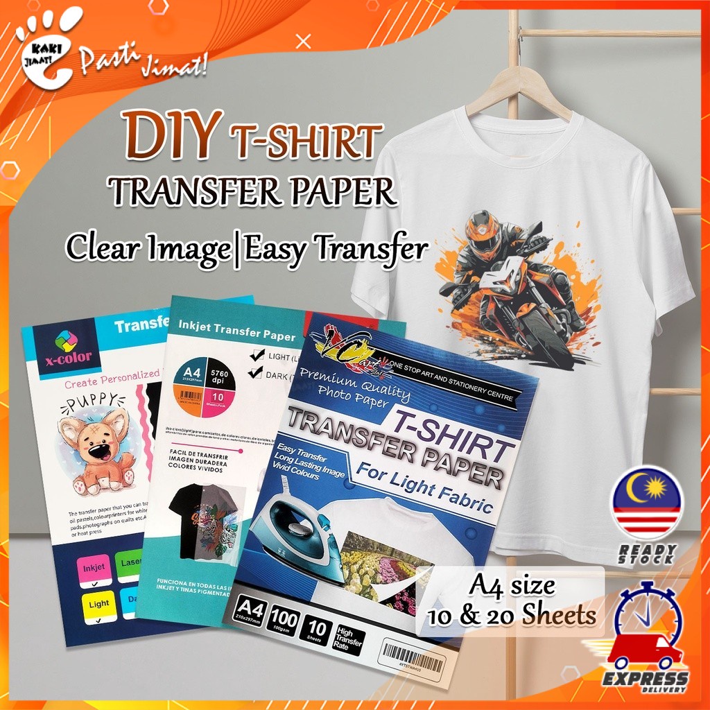 Kaki Jimat Inkjet Printable T-Shirt Transfer Paper for Light/Dark ...