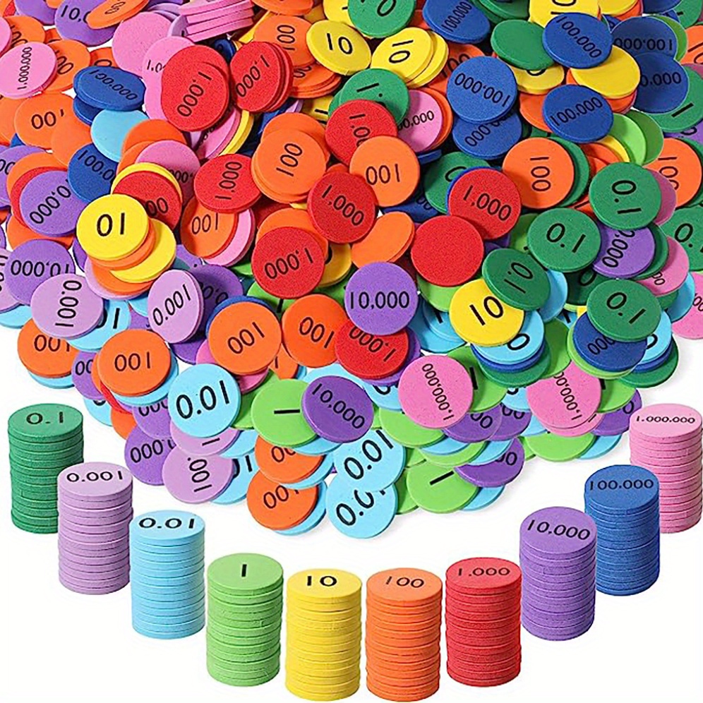 300pcs Soft Foam 10-Value Decimals To Whole Numbers Place Discs Set ...