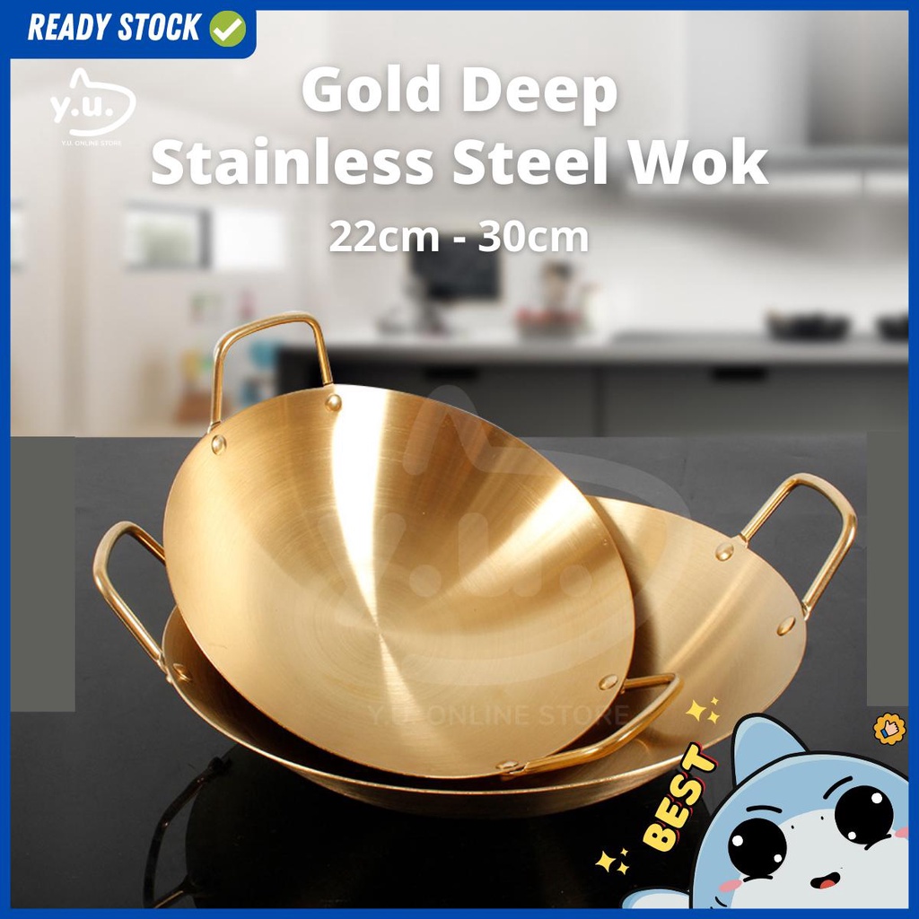 YU Online - Kuali Emas Tahan Karat Dua tangkai / Gold Double Handle ...