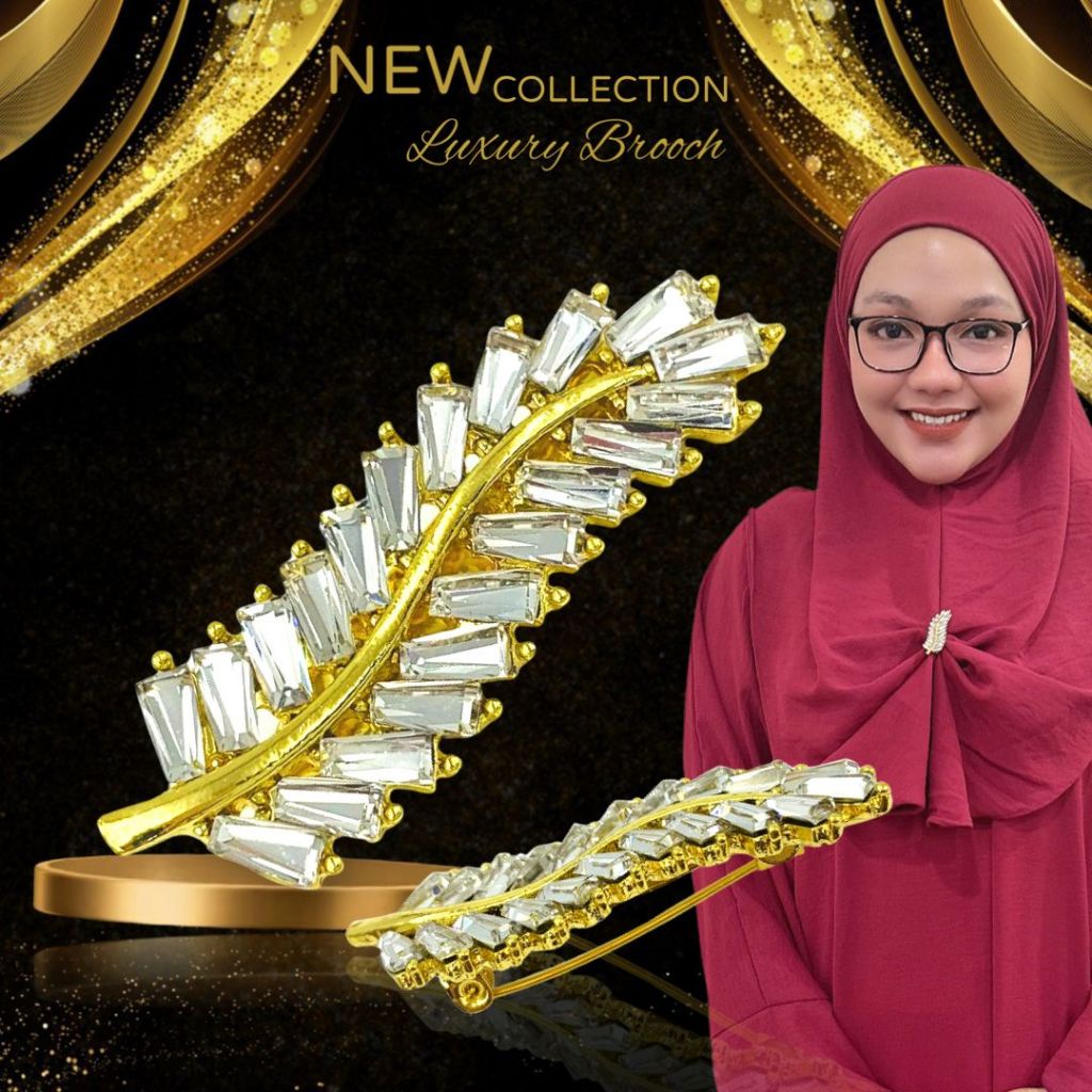 1pc [FREE BOX] Luxury Brooch European Crystal Kerongsang Bahu Kristal ...