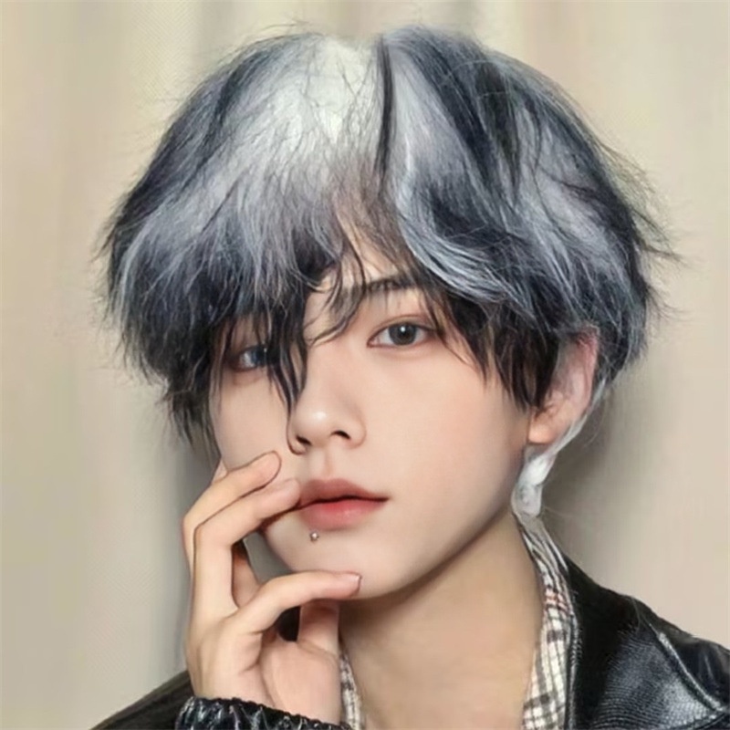 Douyin live broadcast with goods, wigs, male oblique bangs, highlights ...