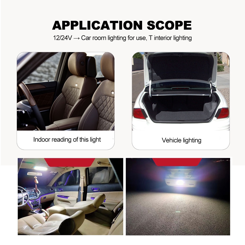 108LED 12-24V Car Reading LED Night Strip Light Interior Light Ceiling ...