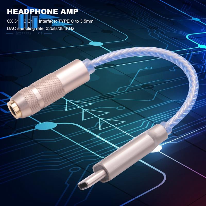 Cx31993 Usb Type C Dac Headphone Amp Blue With 3 5mm Output Snr128db Pcm 32b 384khz For Android