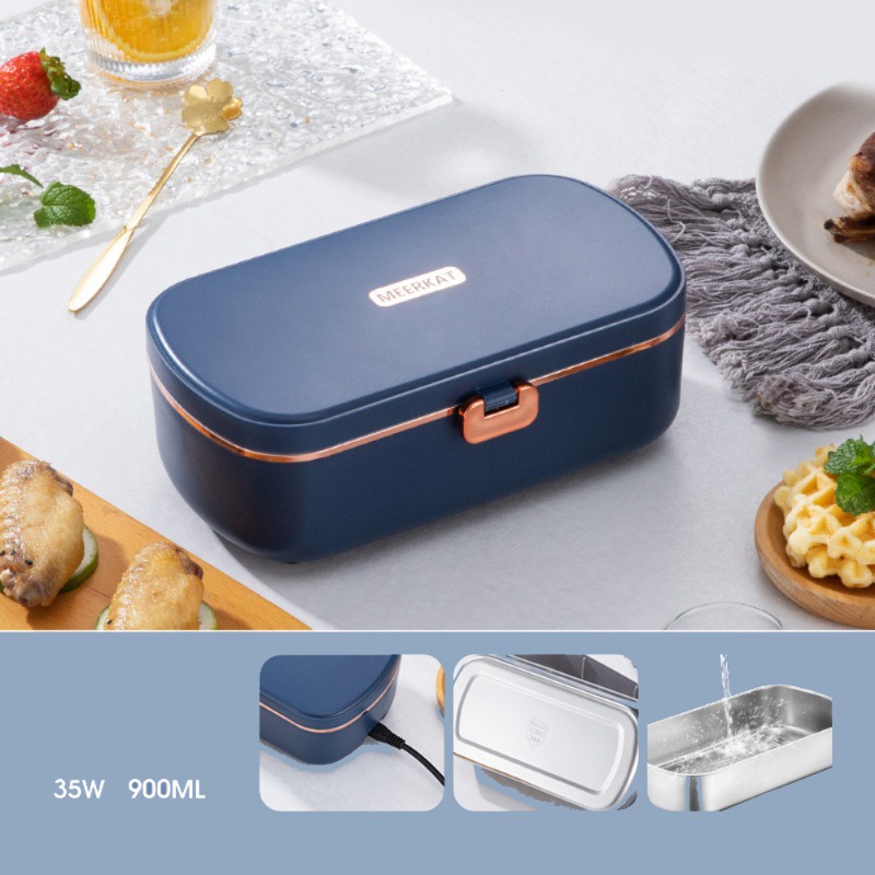 304 Stainless Steel Electric Lunch Box Water 900ml Free Heating Bento ...