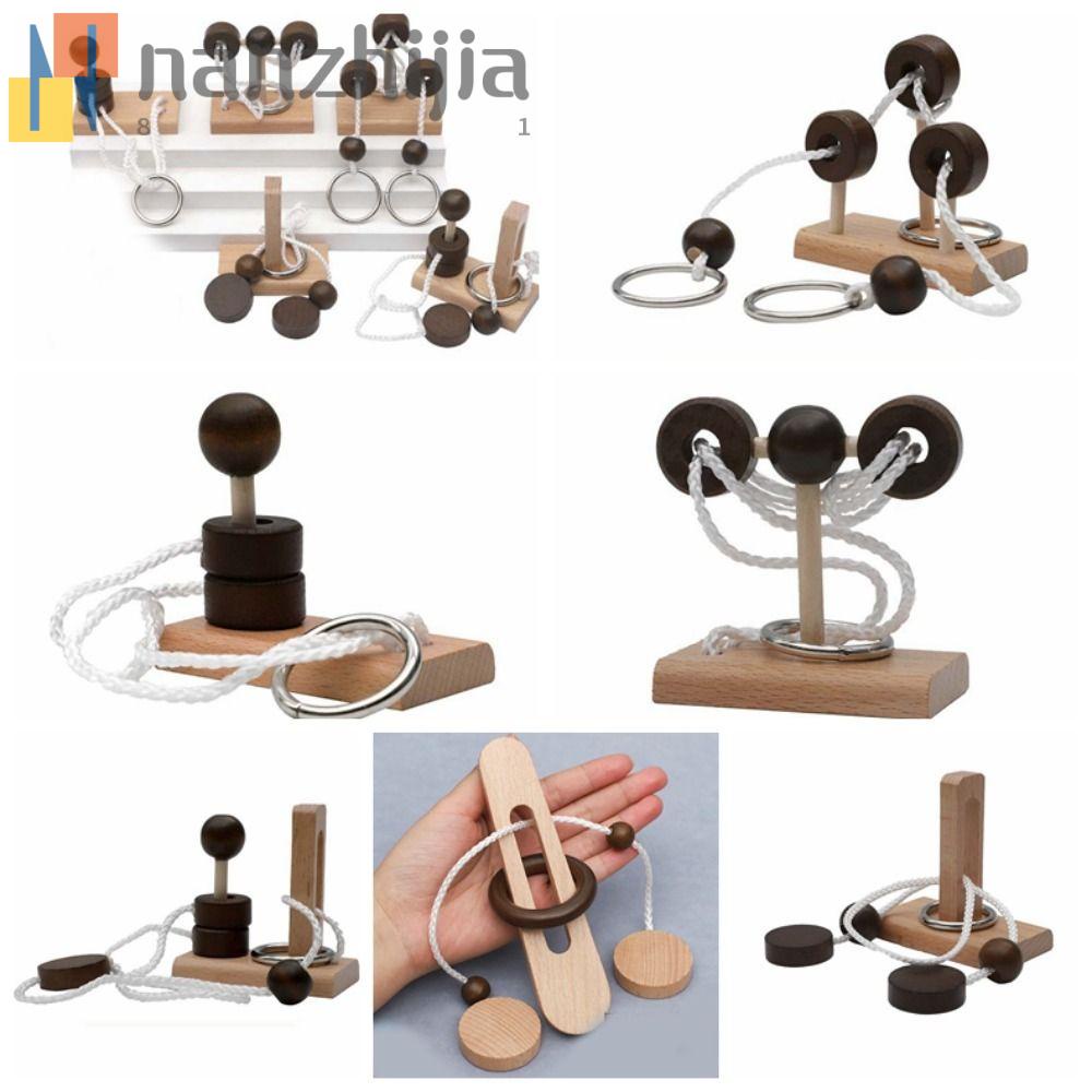 NANZHIJIA Threading Rope Loop Puzzle, Wooden Brain Teaser, Thinking ...