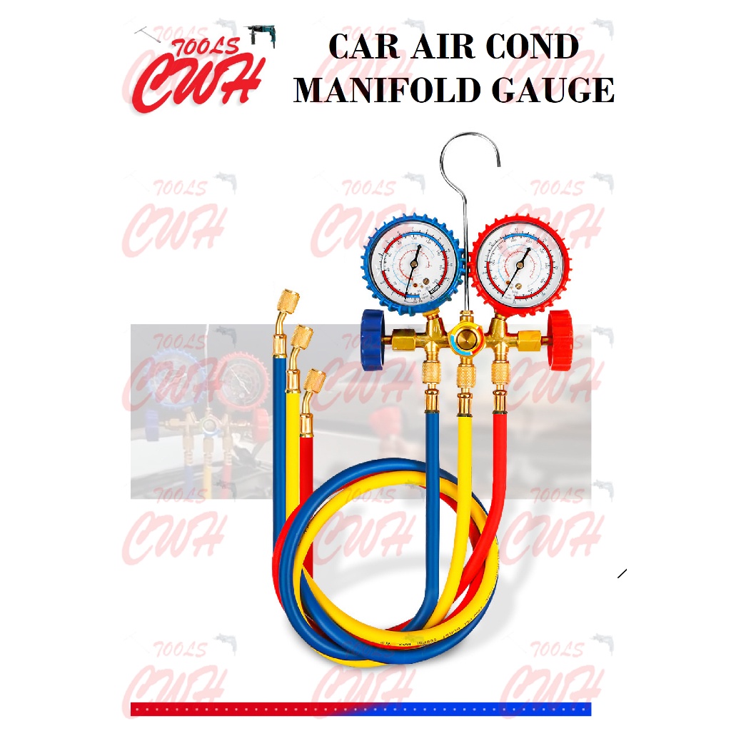 CAR VEHICLE AIR COND AC FREON COOLANT MANIFOLD GAUGE VACUUM PUMP METER ...