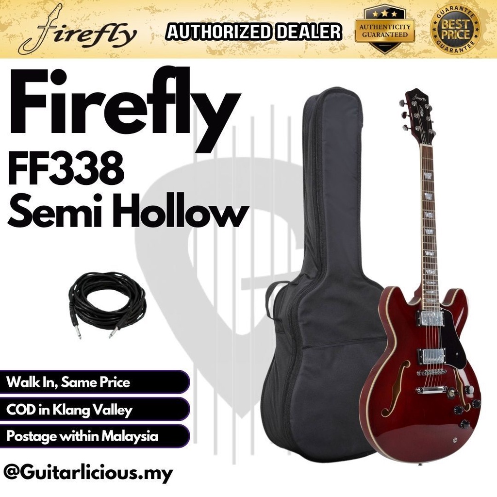 Firefly Semi Hollow Body Electric Guitar w/ Double Closed Humbucker HH FF338 gitar elektrik ...
