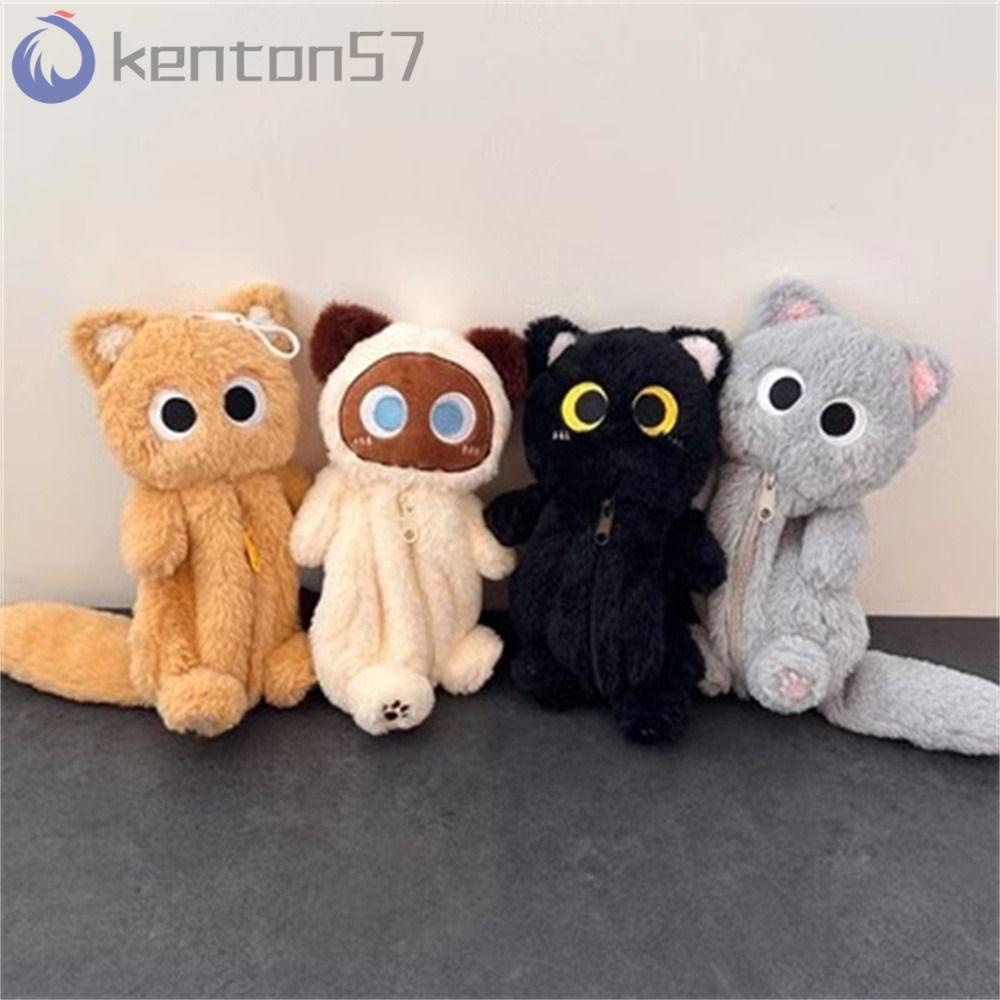 KENTON Plush Pencil Case, Stuffed Animal Siamese Cat Stationery Bag ...