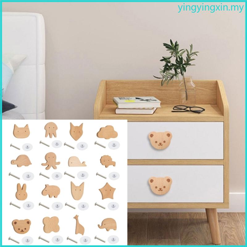 YIN Wood Drawer Pull Handle Cute Animal Designs Furniture Knob for Kids ...