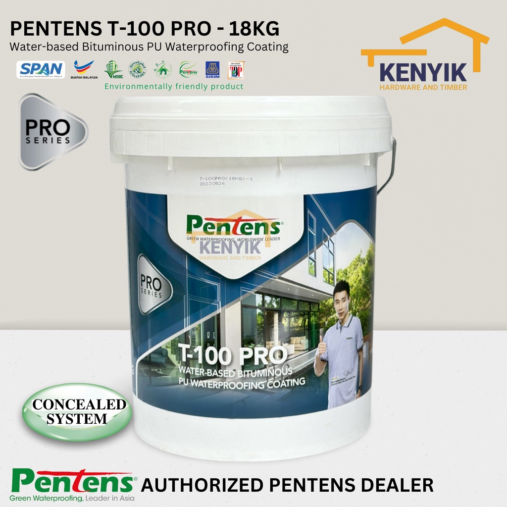 PENTENS 18kg T-100 PRO (Water-based Bituminous PU Waterproofing Coating ...