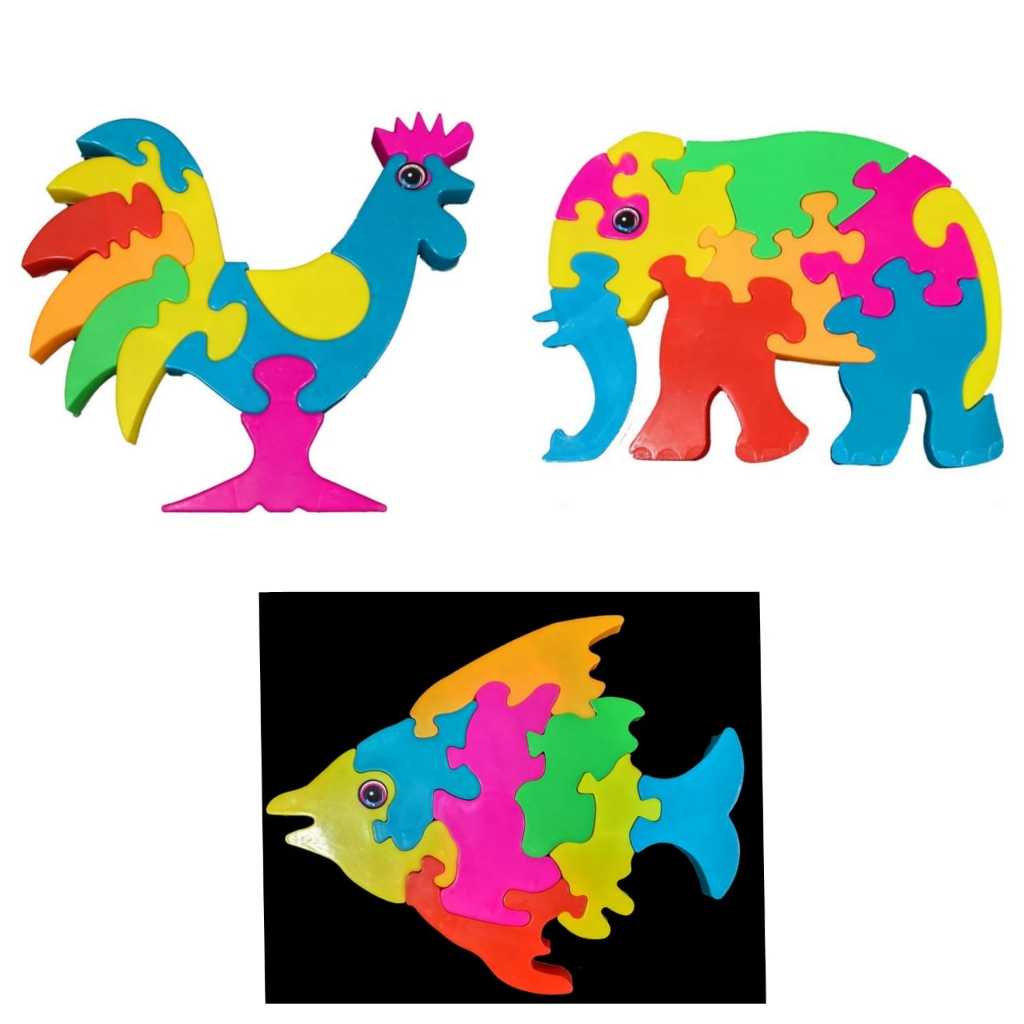 PUZZLE TOY IN CHICKEN, ELEPHANT & FISH SHAPE /-ANIMAL SHAPE JIGSAW ...