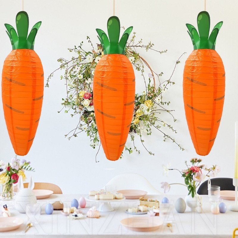Bunny Paper Lanterns Folding Lampshades - Diy Cute Carrot Easter ...
