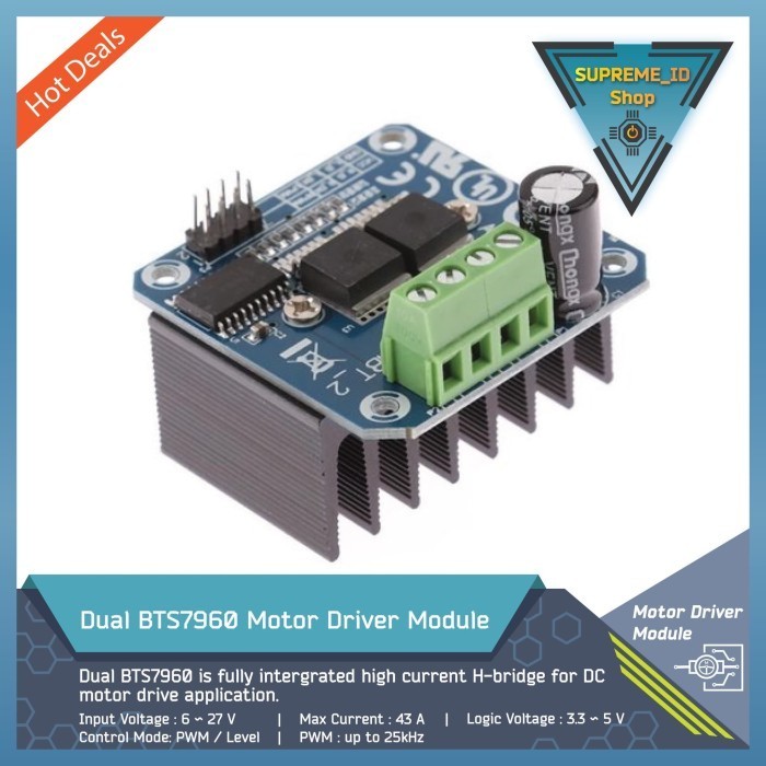 Dual BTS7960 43A High Current Control DC Motor Driver | Arduino | Shopee Malaysia