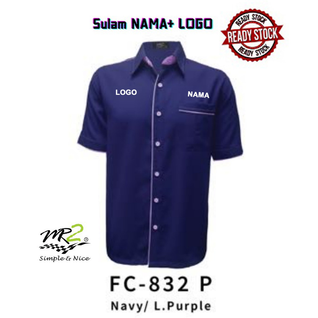 BAJU KORPORATE BIRU GELAP LENGAN PENDEK (FC 832P) JENAMA MR.2 | Shopee ...