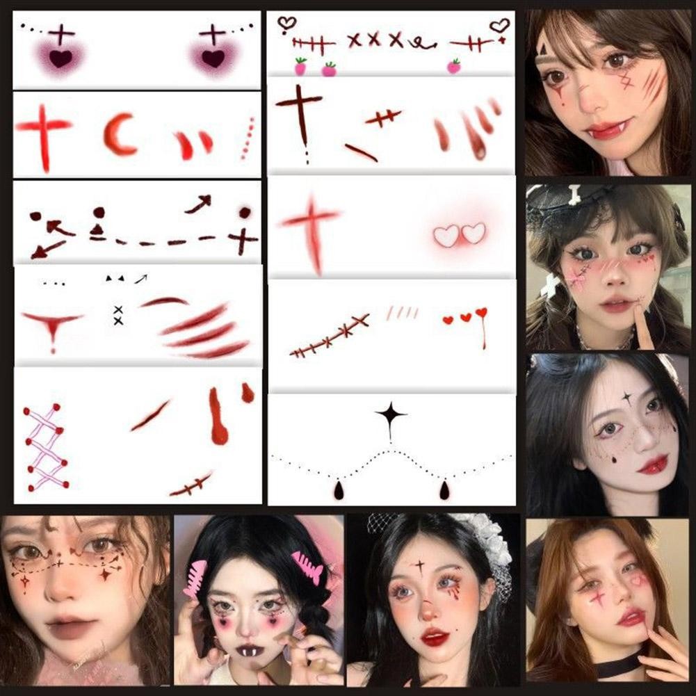 Halloween Fake Tattoo Face Sticker Spider Scar Tattoo Scar Sticker ...