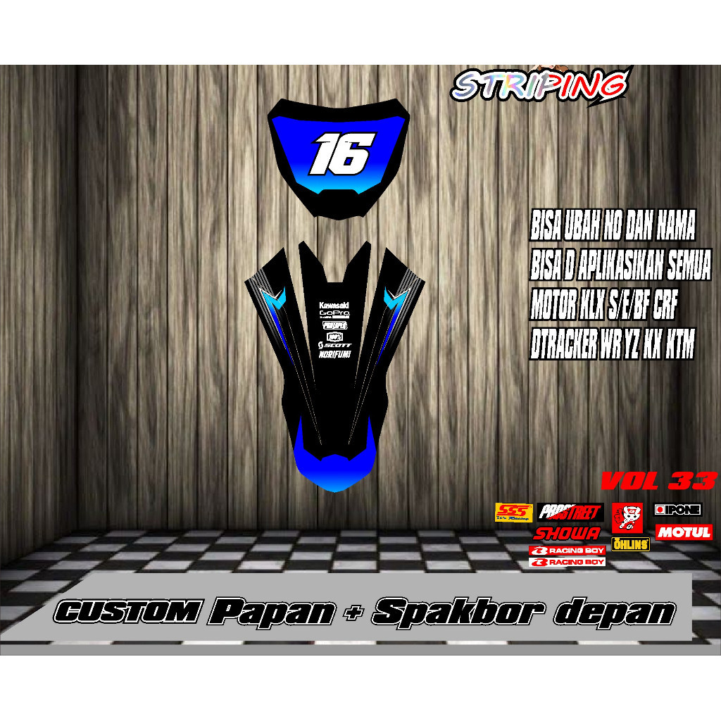 Start NUMBER BOARD decal Sticker+FRONT SPAKBOR KX KLX 150 KLX BF KLX ...