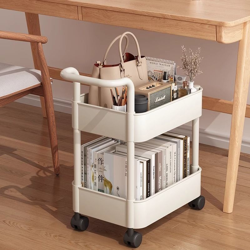 Under Desk Bookshelf Floor Rack Movable Trolley Office Bag Snack ...