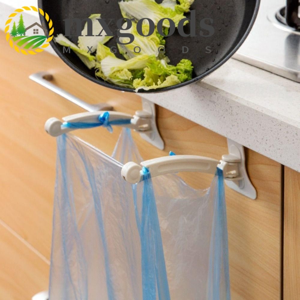 MXGOODS 2 Pcs Trash Hanger Racks, Foldable Beige Cabinet Garbage Bags ...