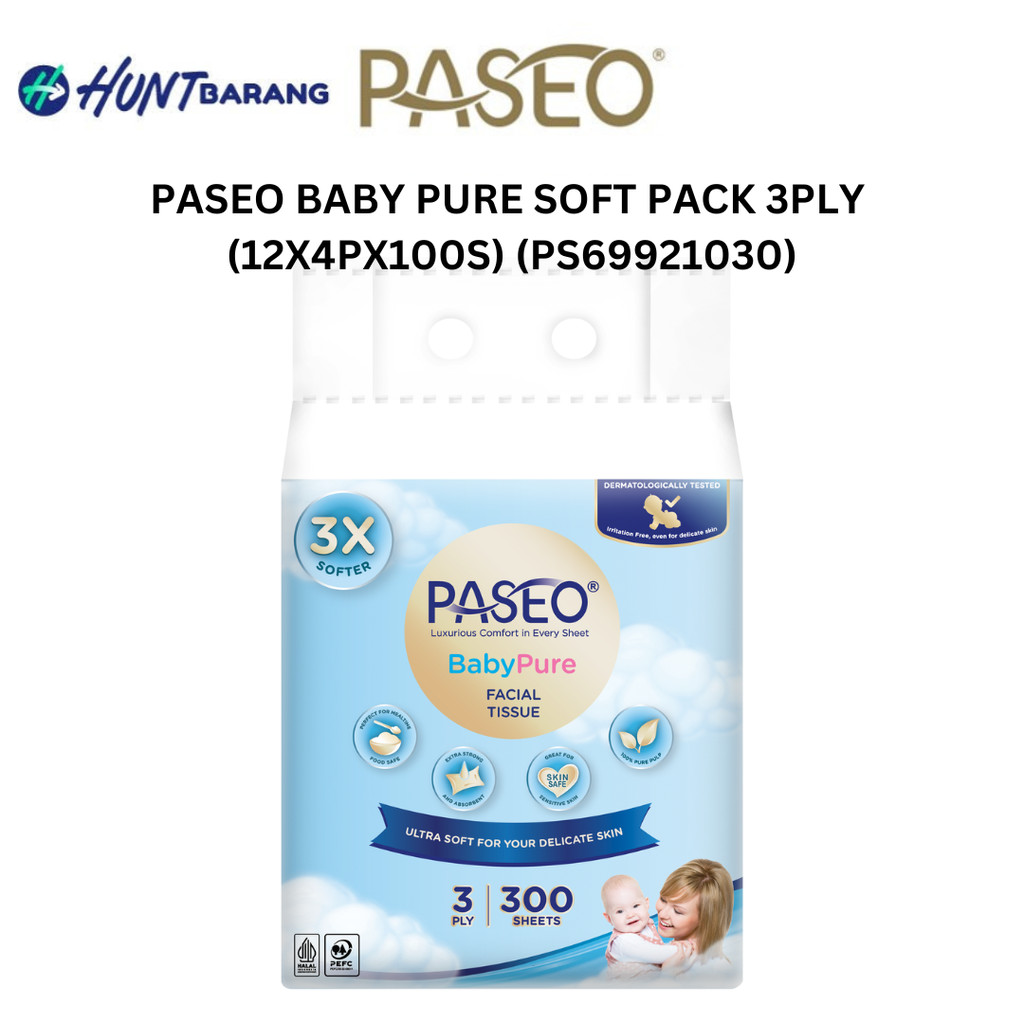 PASEO BABY PURE SOFT PACK 3PLY (12X4PX100S) | Shopee Malaysia