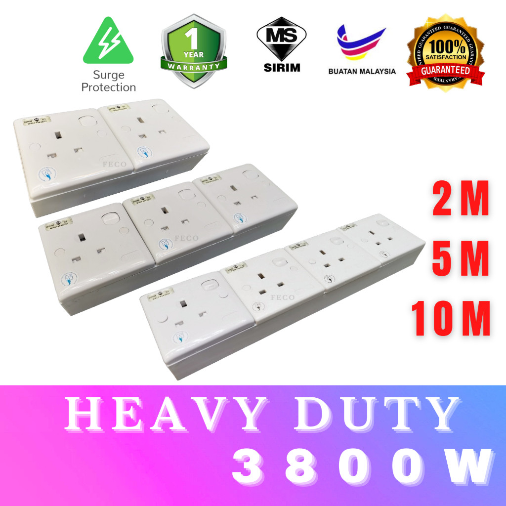 Heavy Duty Extension Wire Extension Plug FULL COPPER WIRE Trailing ...