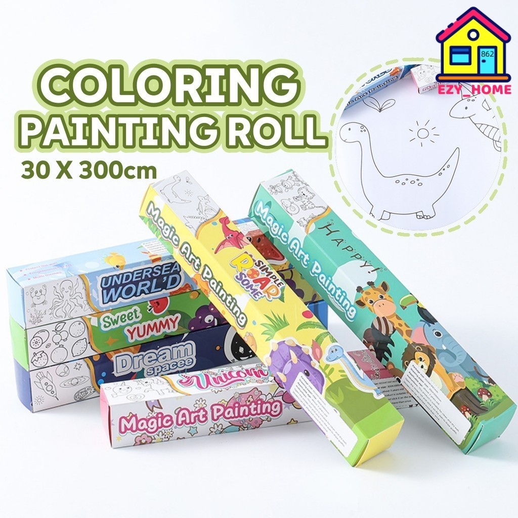 3 METER Children Coloring Paper Roll Drawing Paper Graffiti Scroll DIY ...