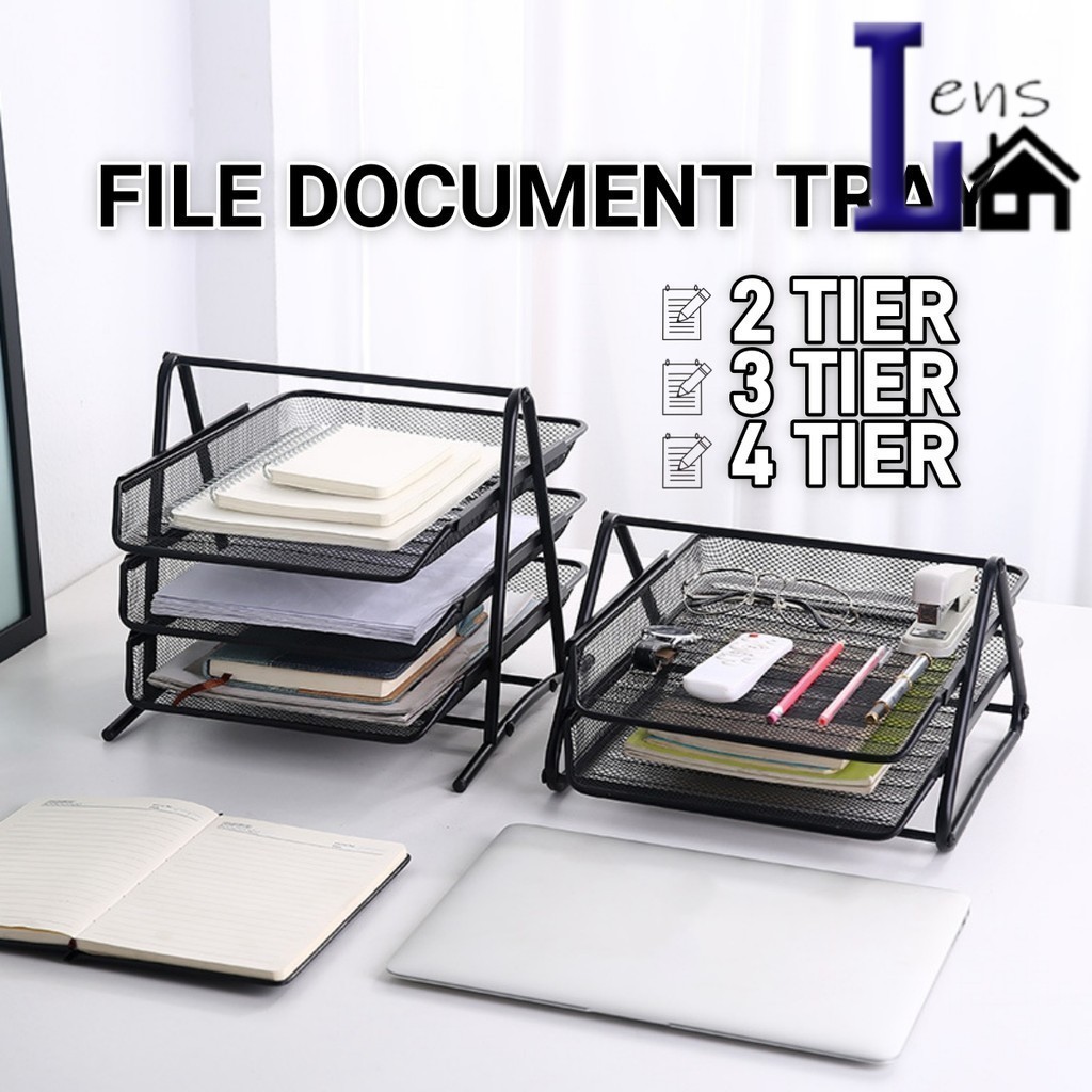2/3/4 Tier Document Tray Metal File Letter Collection Paper Holder Book ...