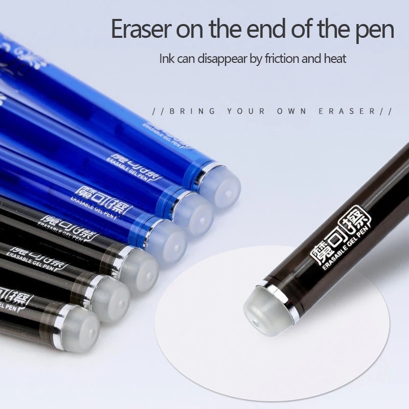 Erasable Gel Pen Set 3 Pens + 20 Refills + 2 Eraser Black Blue Red Ink ...